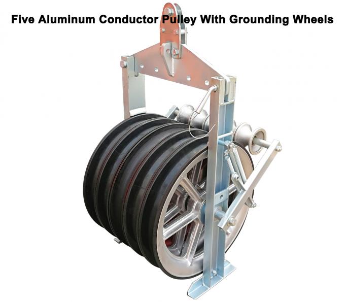 Five Bundled Conductor Pulley With Grounding Wheels Workload 40 KN